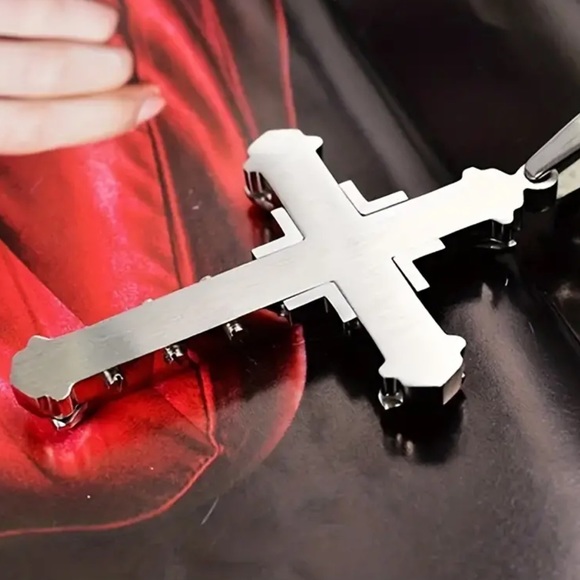 Accessories | Large Titanium Steel Cross Pendant Diamond Necklace ...